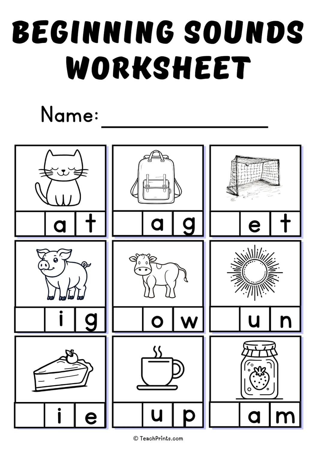 Free Beginning Sounds Worksheets - Teach Prints