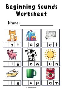 Free Beginning Sounds Worksheets - Teach Prints