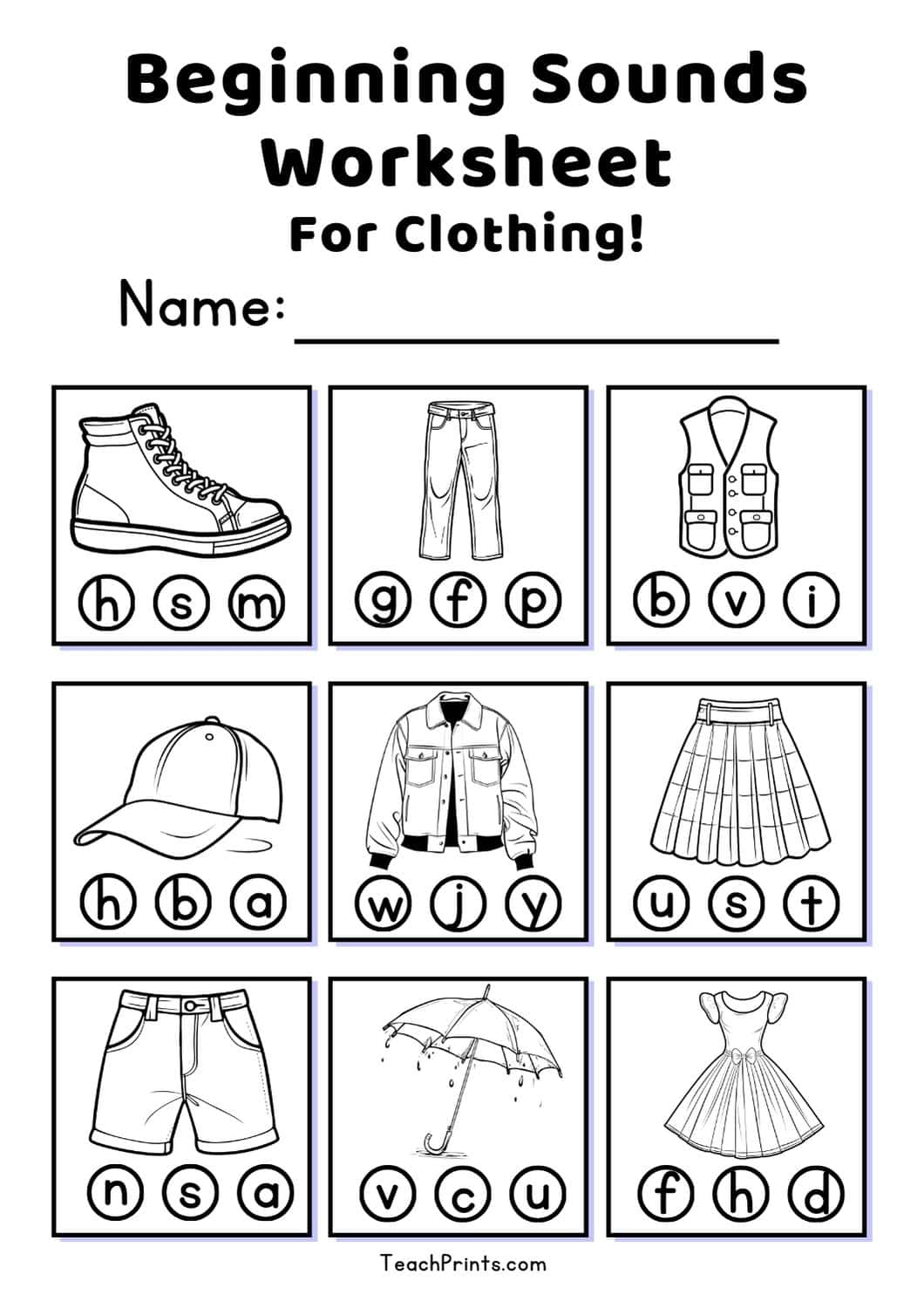 Free Beginning Sounds Worksheets - Teach Prints