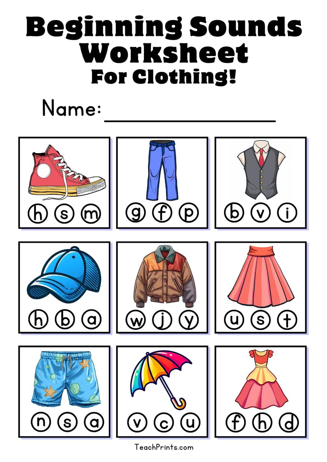 Free Beginning Sounds Worksheets - Teach Prints