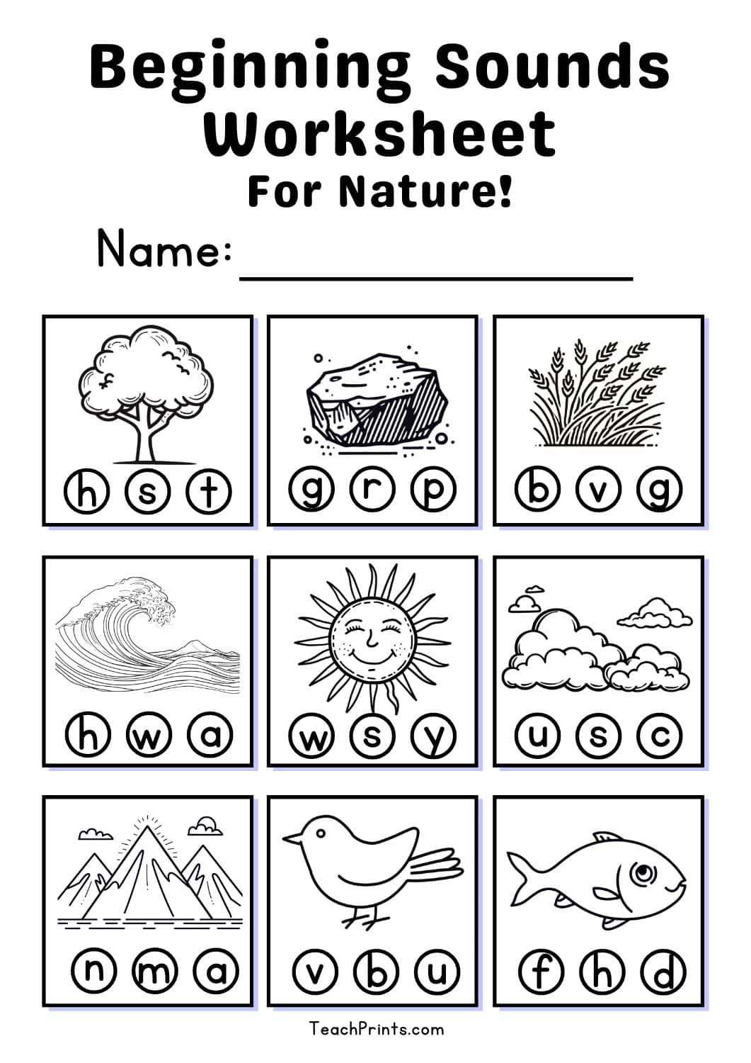 Free Beginning Sounds Worksheets - Teach Prints