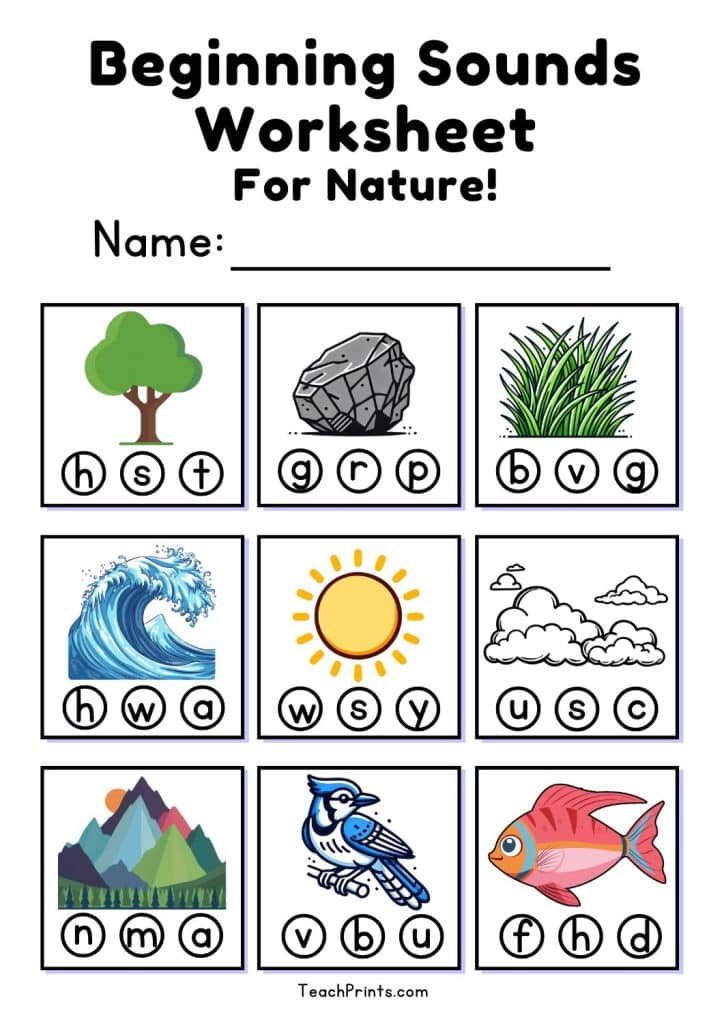 Free Beginning Sounds Worksheets - Teach Prints