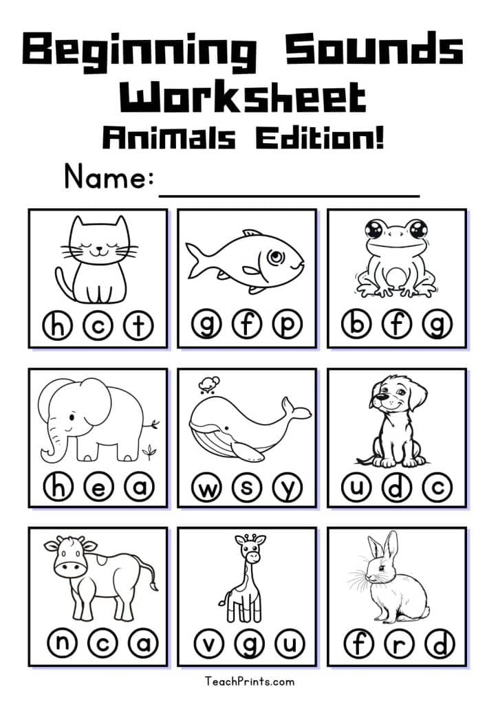 Free Beginning Sounds Worksheets - Teach Prints