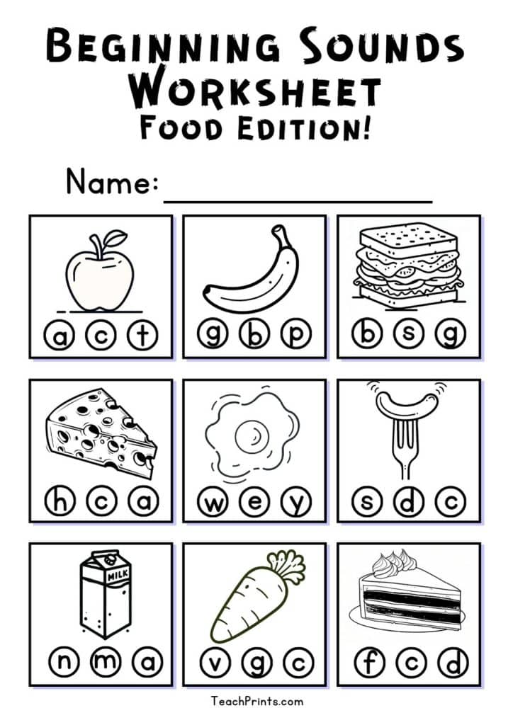 Free Beginning Sounds Worksheets - Teach Prints