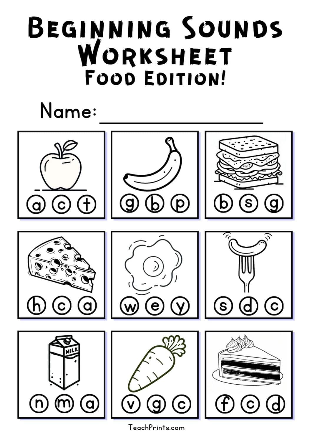 Free Beginning Sounds Worksheets - Teach Prints