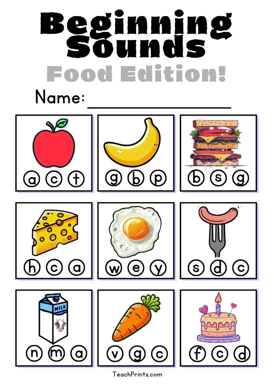 Free Beginning Sounds Worksheets - Teach Prints