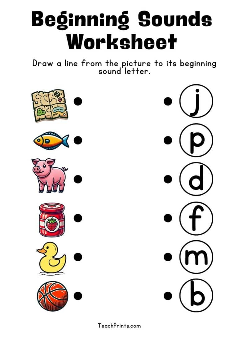 Free Beginning Sounds Worksheets - Teach Prints