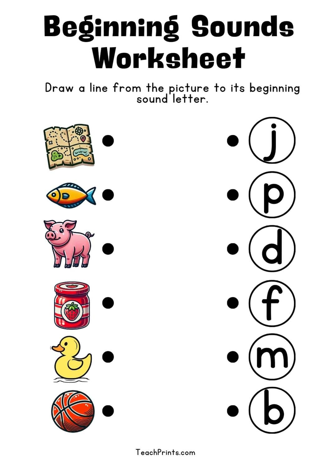 Free Beginning Sounds Worksheets - Teach Prints