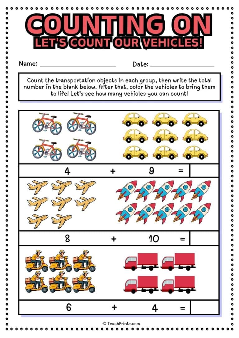 Free Counting On Worksheets - Teach Prints