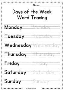 Free Days of the Week Worksheets - Teach Prints
