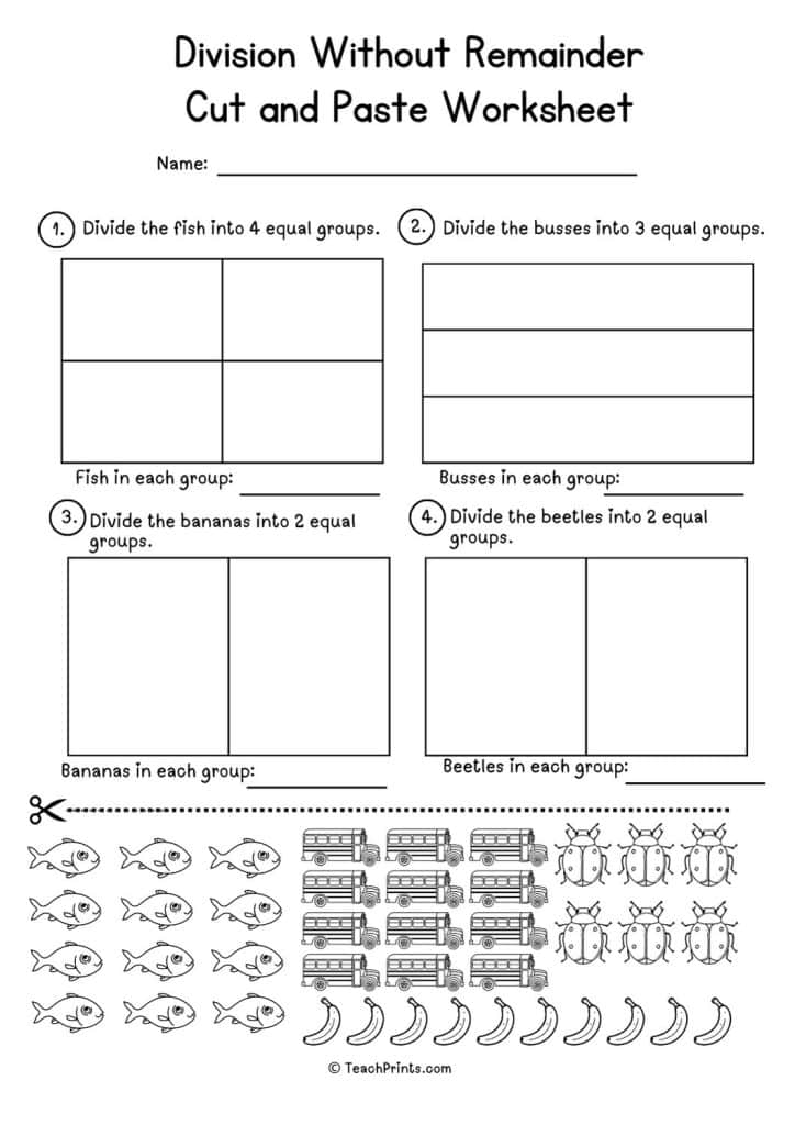 Division Without Remainder Worksheets (Free to Print) - Teach Prints
