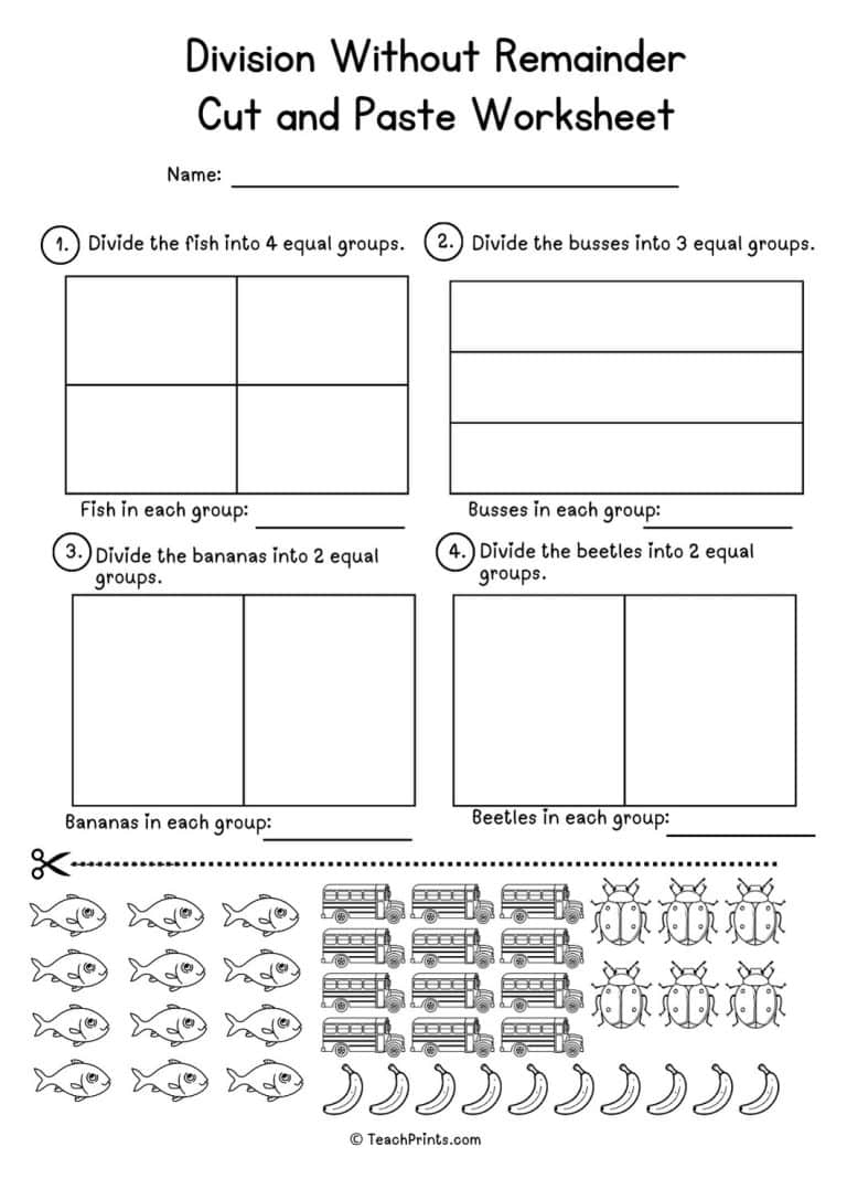 Division Without Remainder Worksheets (Free to Print) - Teach Prints