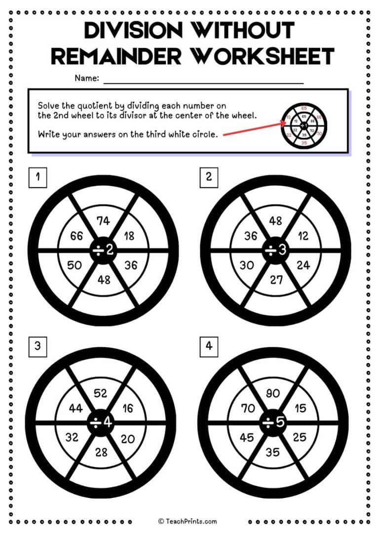 Division Without Remainder Worksheets (Free to Print) - Teach Prints