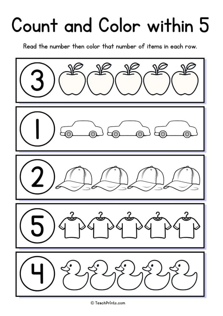Free 1-10 Counting Worksheet - Teach Prints