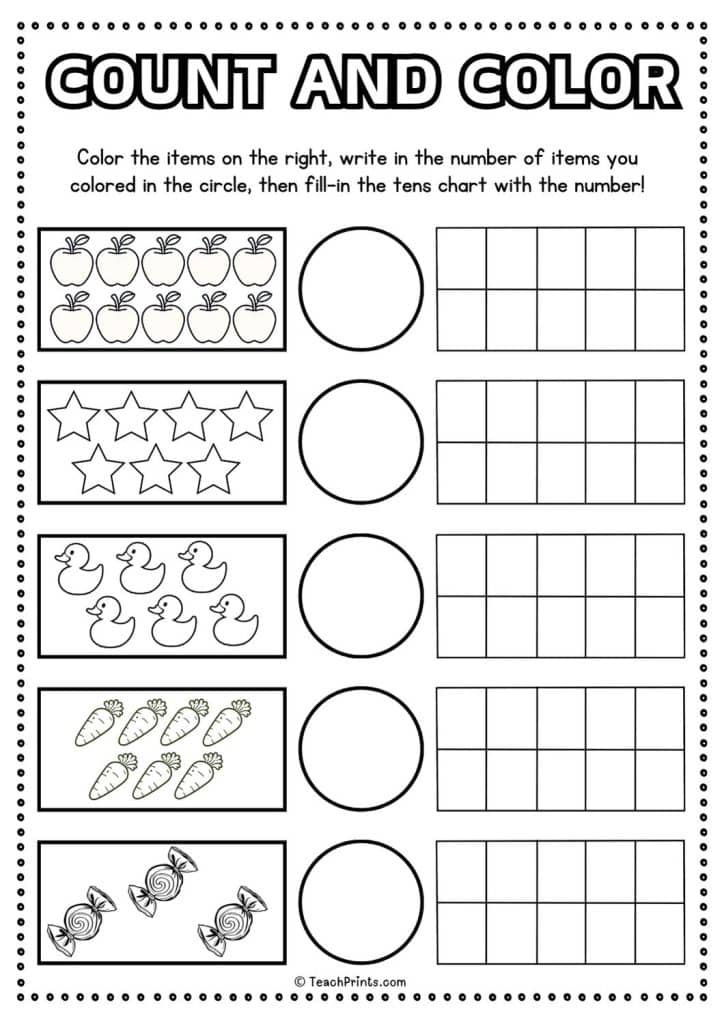 Free 1-10 Counting Worksheet - Teach Prints
