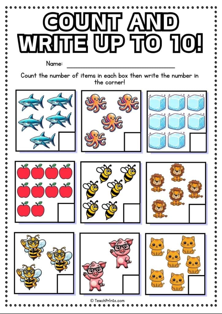 Free 1-10 Counting Worksheet - Teach Prints