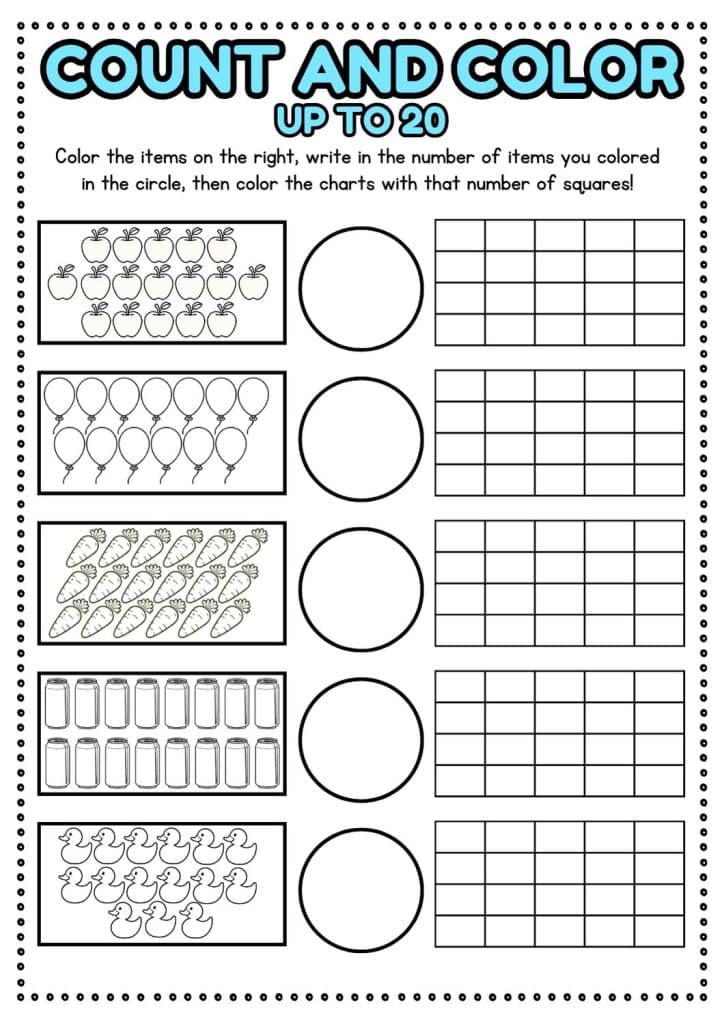 Free 1-20 Counting Worksheets - Teach Prints