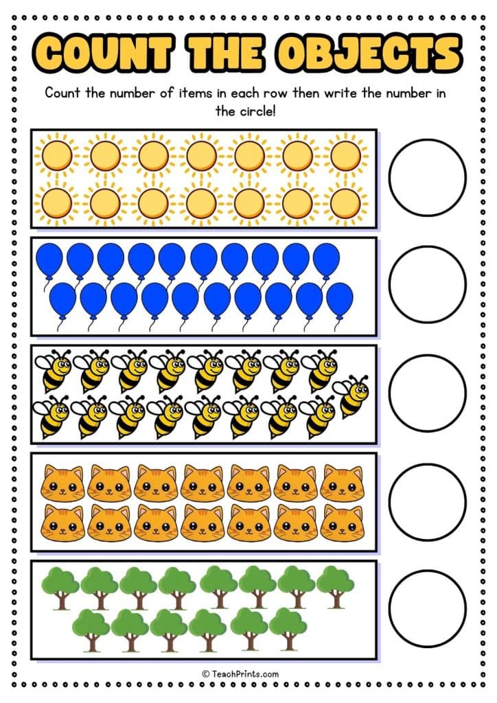 Free 1-20 Counting Worksheets - Teach Prints