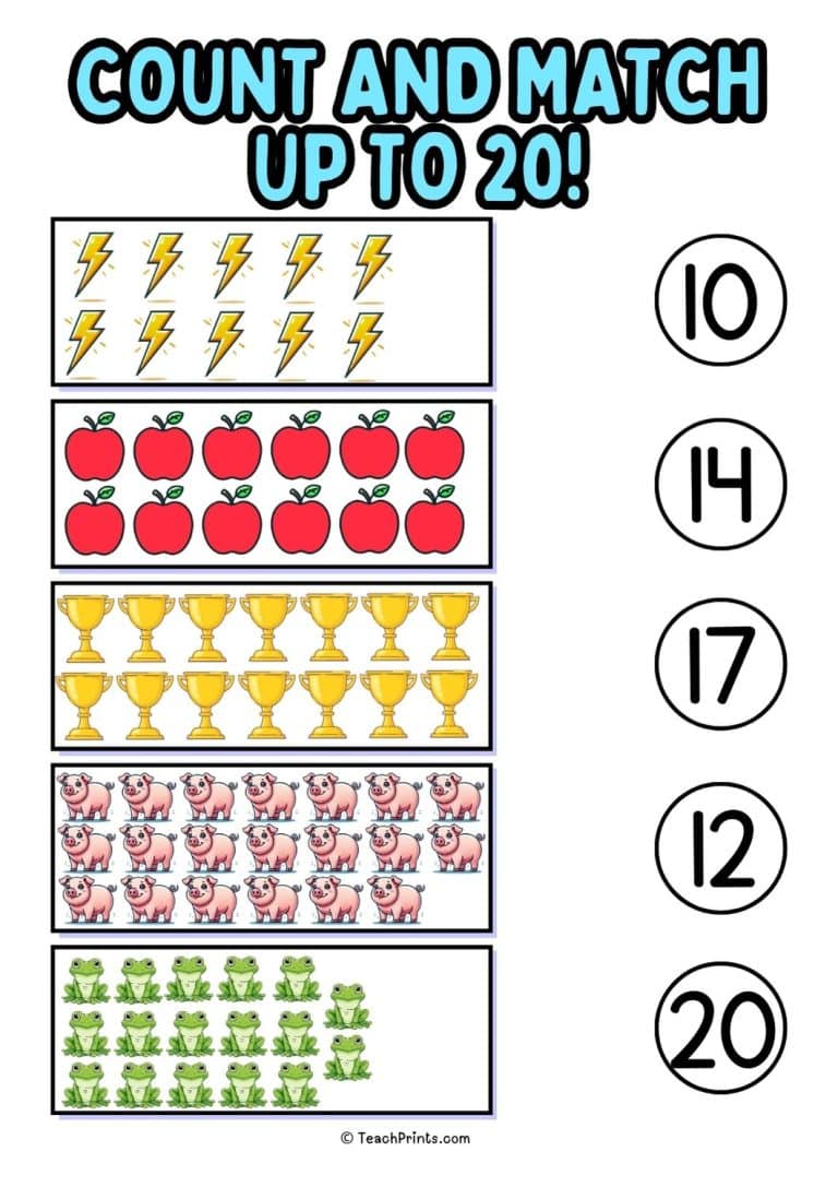 Free 1-20 Counting Worksheets - Teach Prints