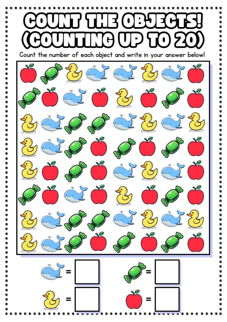 Free 1-20 Counting Worksheets - Teach Prints