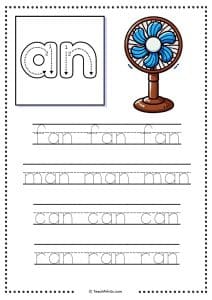 Free 'an' Word Family Worksheets - Teach Prints