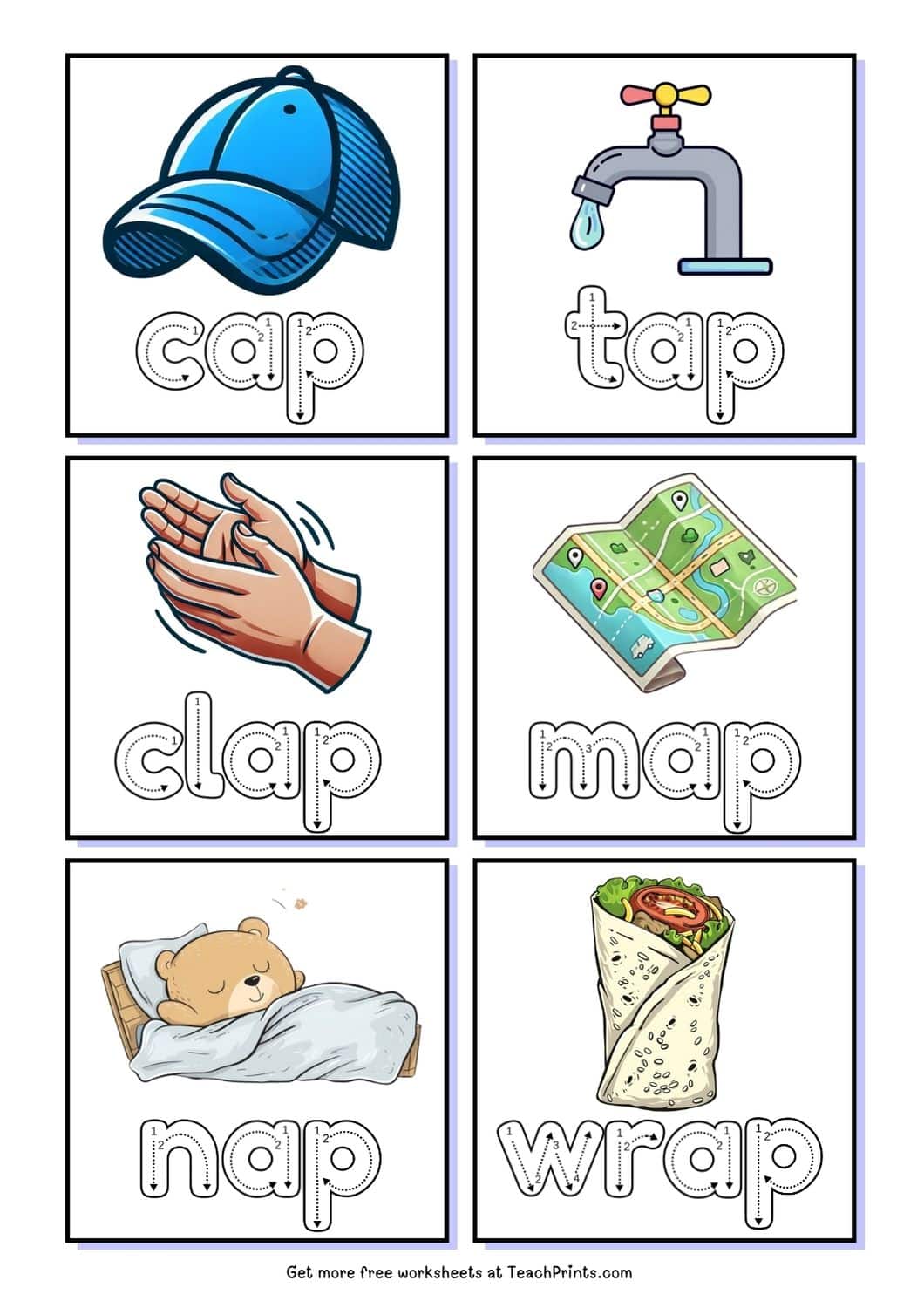 Free 'Ap' Word Family Worksheets - Teach Prints