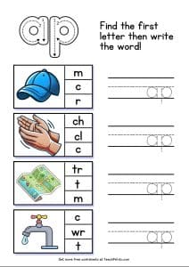 Free 'Ap' Word Family Worksheets - Teach Prints