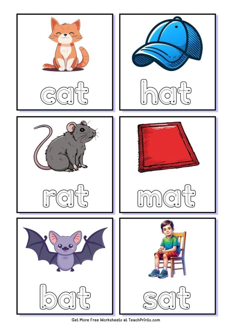 Free 'at' Word Family Worksheets - Teach Prints