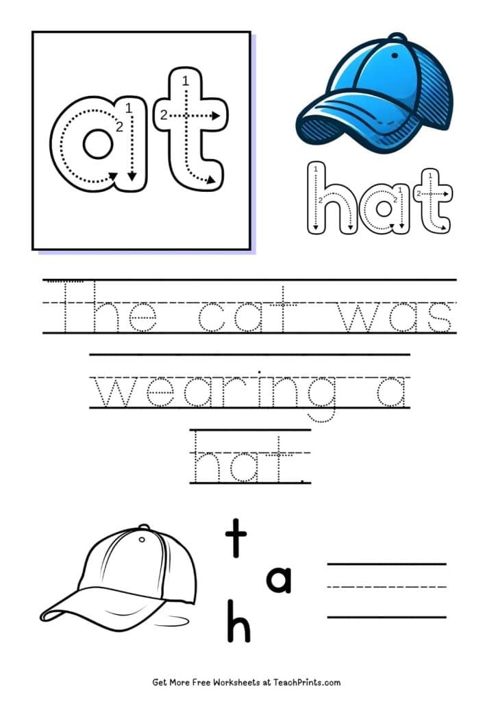 Free 'at' Word Family Worksheets - Teach Prints