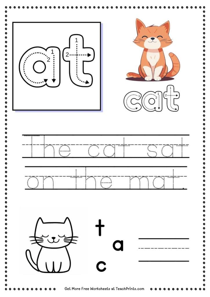 Free 'at' Word Family Worksheets - Teach Prints