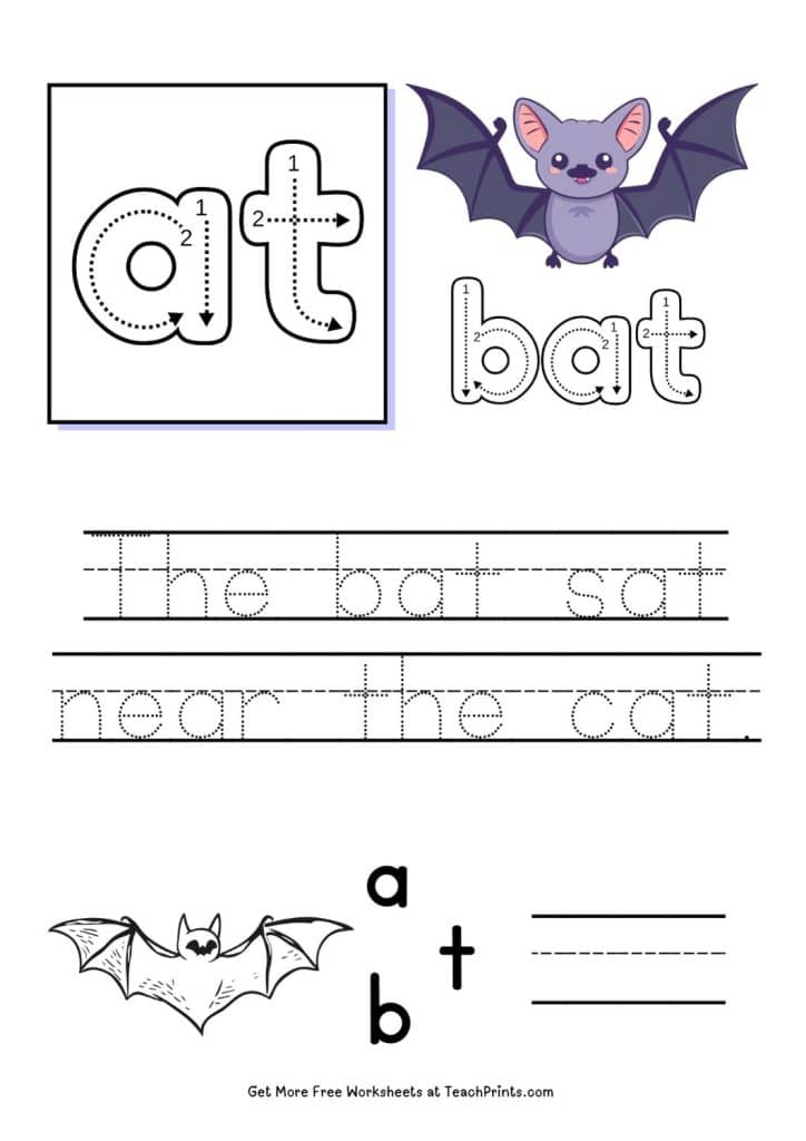 Free 'at' Word Family Worksheets - Teach Prints