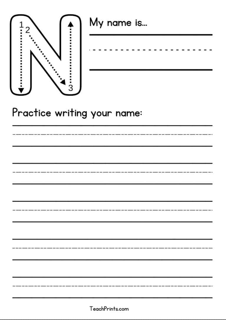32 Free Blank Name Tracing Worksheets - Teach Prints