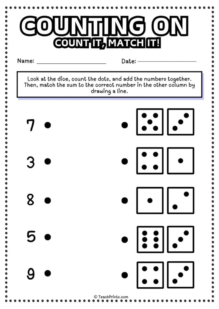 Free Counting On Worksheets - Teach Prints