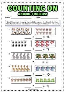 Free Counting On Worksheets - Teach Prints