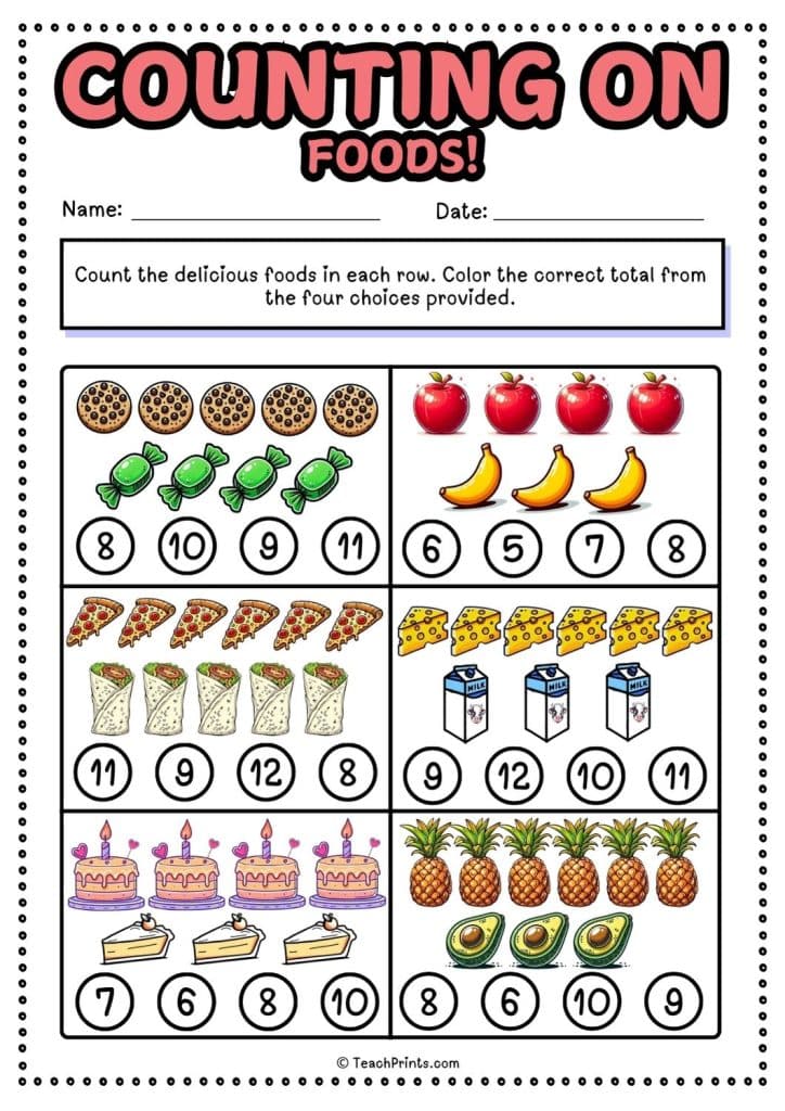 Free Counting On Worksheets - Teach Prints