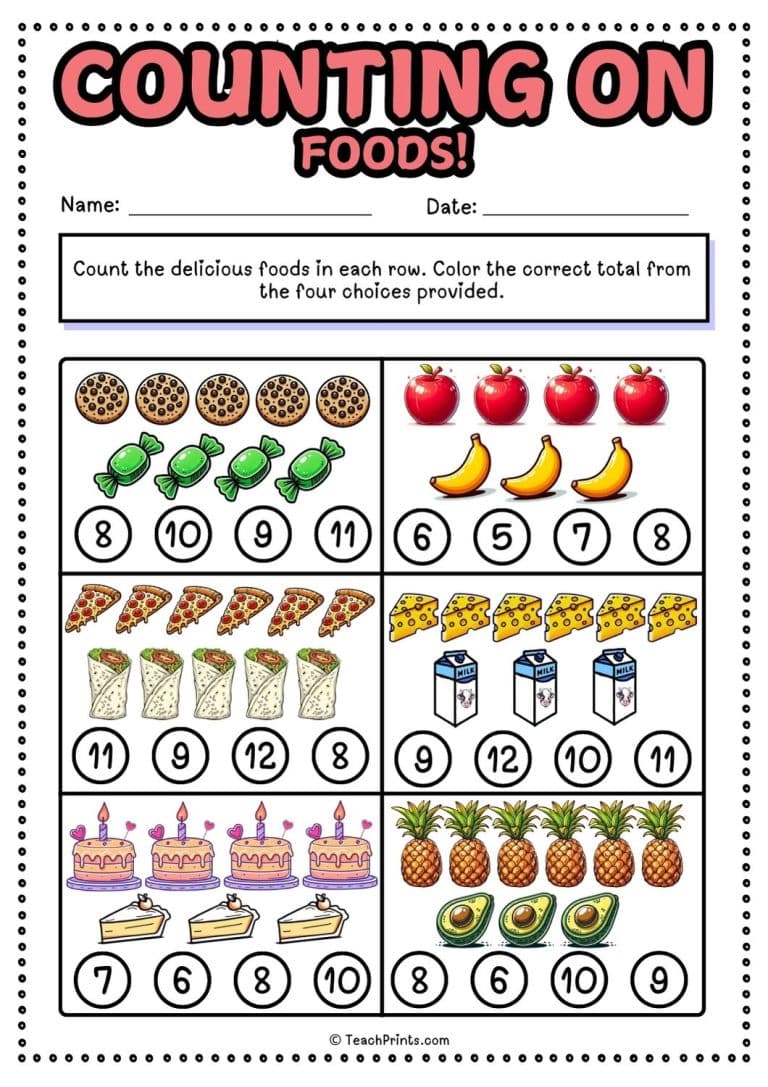 Free Counting On Worksheets - Teach Prints