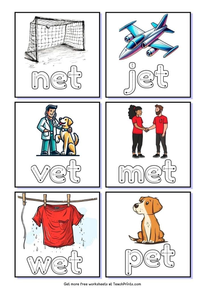 Free 'et' Word Family Worksheets - Teach Prints