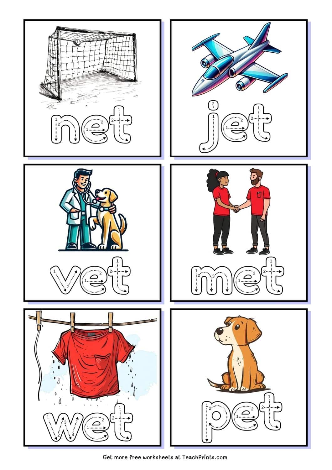 Free 'et' Word Family Worksheets - Teach Prints