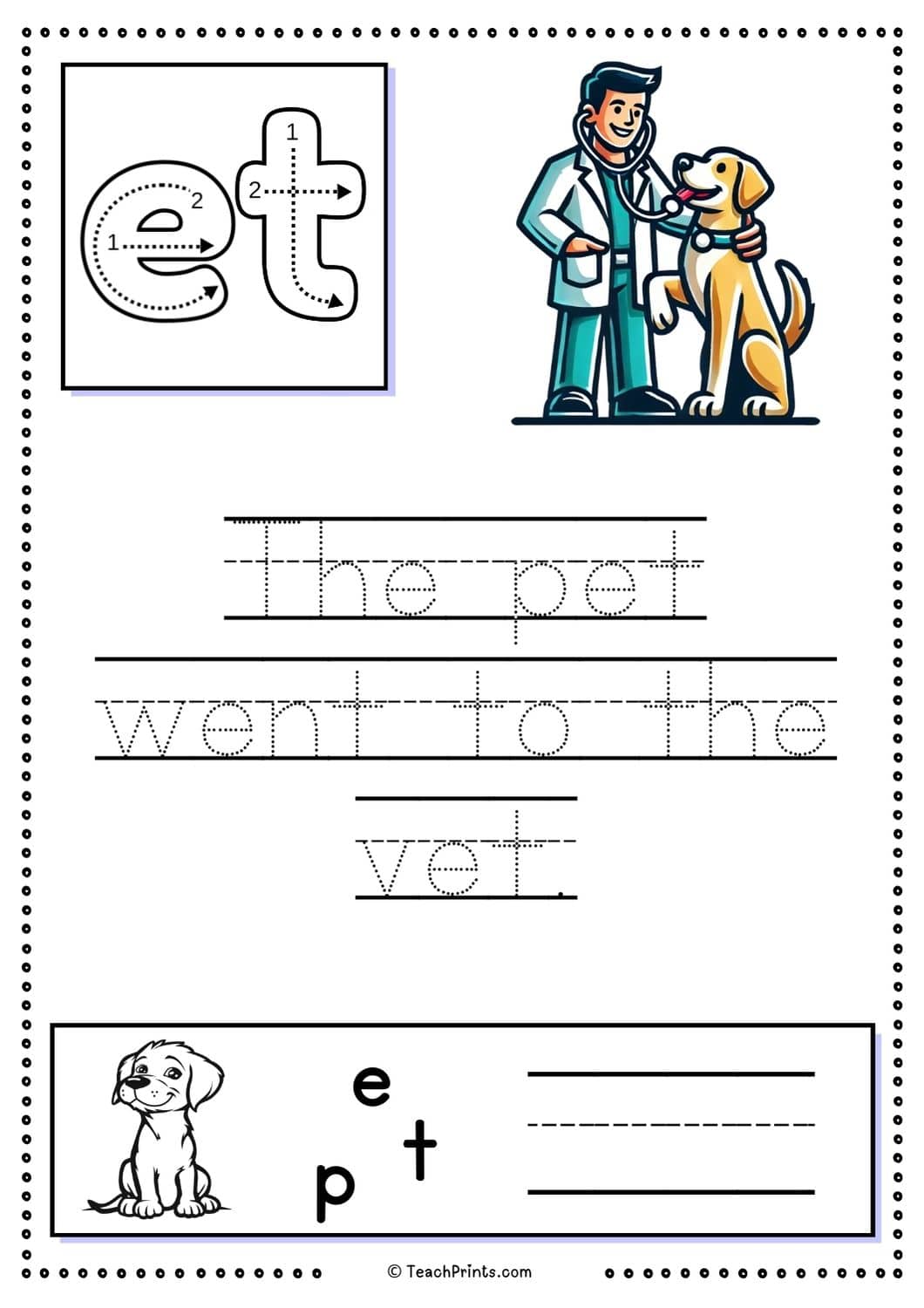 Free 'et' Word Family Worksheets - Teach Prints