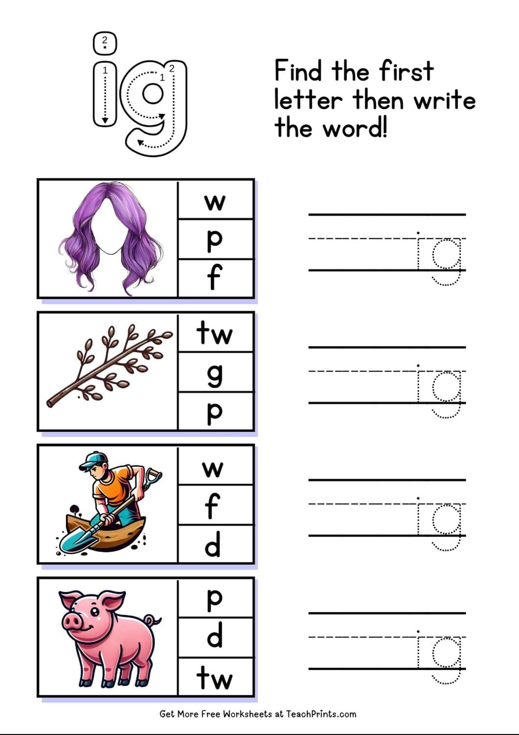 Ig Word Family Interactive Worksheet