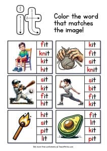 Free it Word Family Worksheets - Teach Prints