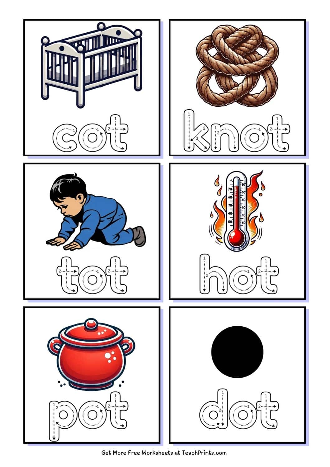 Free 'ot' Word Family Worksheets - Teach Prints