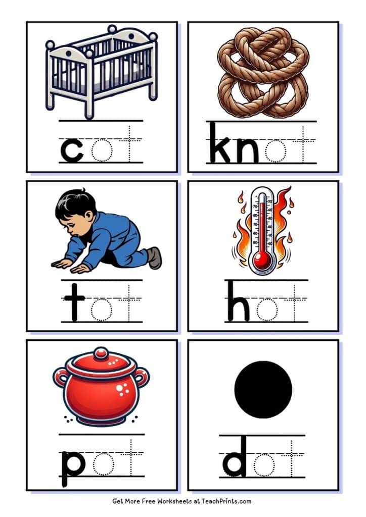 Free 'ot' Word Family Worksheets - Teach Prints