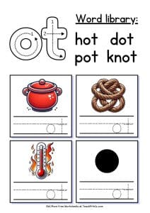 Free 'ot' Word Family Worksheets - Teach Prints