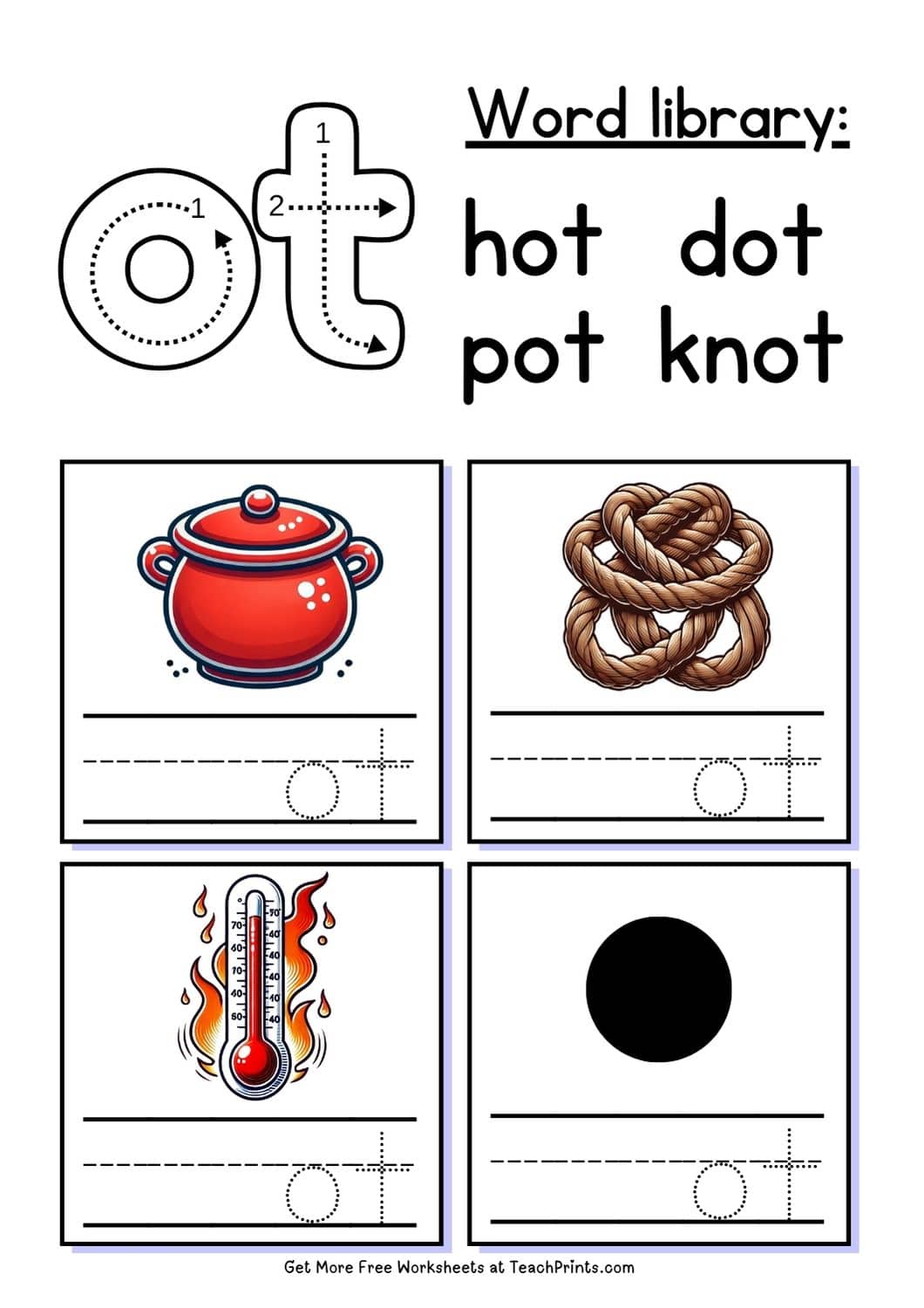 Free 'ot' Word Family Worksheets - Teach Prints