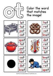 Free 'ot' Word Family Worksheets - Teach Prints