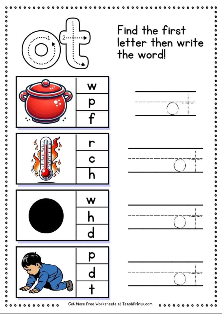 Free 'ot' Word Family Worksheets - Teach Prints