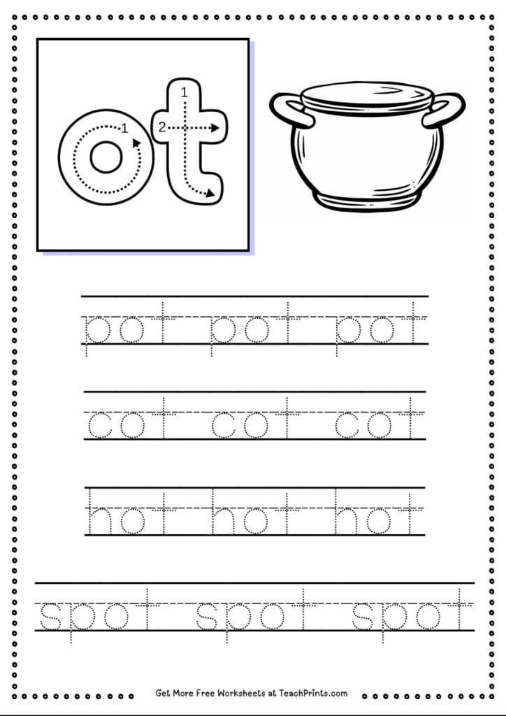 Free 'ot' Word Family Worksheets - Teach Prints