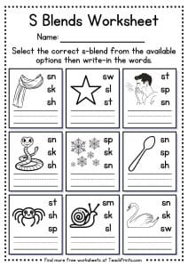 Free S Blend Worksheets - Teach Prints