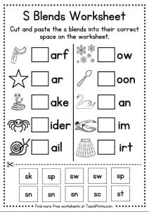Free S Blend Worksheets - Teach Prints